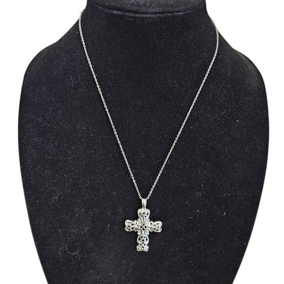 Vtg | Jewelry | Vintage Y2k Silver Tone Chain Necklace W Filigree Cross ...